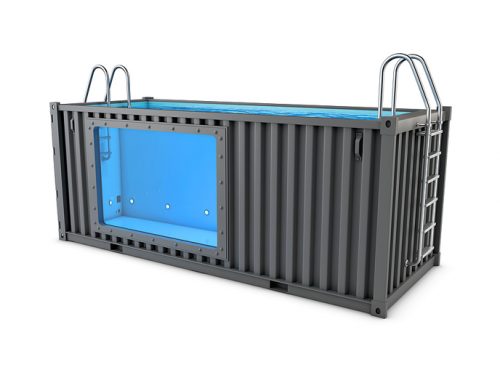 Shipping container repurposed into an outdoor pool - Pool & Spa Marketing